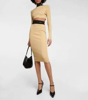 Prada Lamé Turtleneck Cropped Sweater