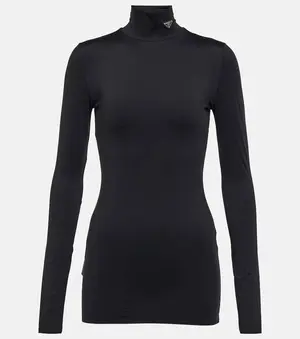 Prada Logo Jersey High-neck Top