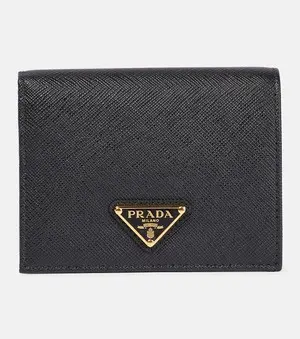 Prada Logo Saffiano Leather Wallet - Black