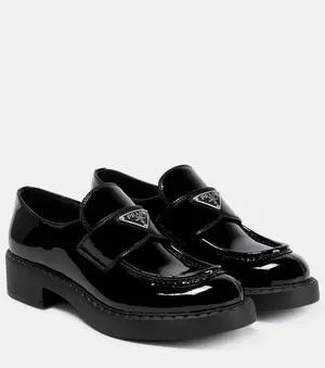 Prada Logo Patent Leather Loafers