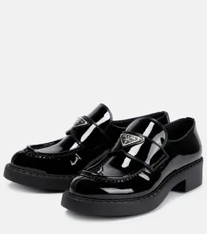 Prada Logo Patent Leather Loafers