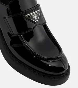 Prada Logo Patent Leather Loafers