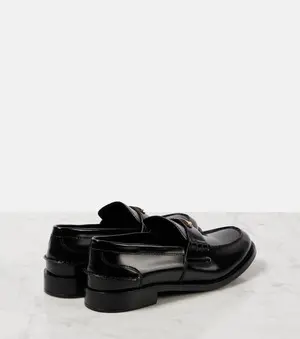 Prada Logo Brushed Leather Loafers