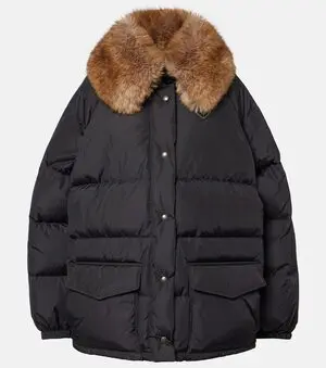Prada Faux Fur-trimmed Down Jacket - Black