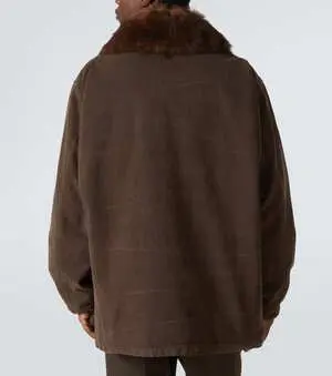Prada Shearling-trimmed Cotton Canvas Jacket