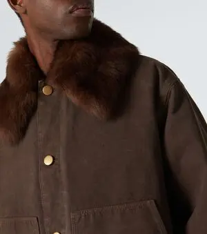 Prada Shearling-trimmed Cotton Canvas Jacket