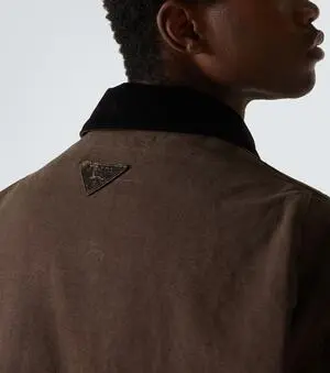 Prada Shearling-trimmed Cotton Canvas Jacket