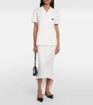 Prada Asymmetric Cotton Midi Skirt
