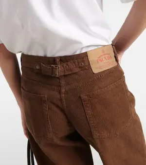 Prada Cotton Corduroy Wide-leg Pants - Beige