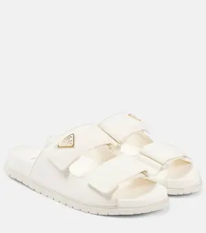 Prada Logo Leather Sandals - White