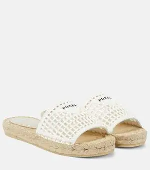Prada Logo Crochet Espadrilles - Beige