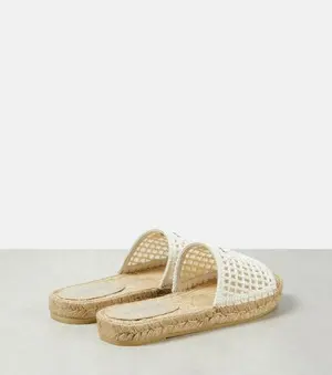 Prada Logo Crochet Espadrilles - Beige
