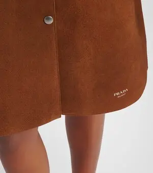 Prada Belted Suede Midi Skirt