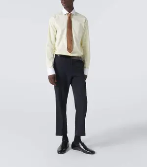 Prada Belted Wool Gabardine Straight Pants