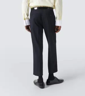 Prada Belted Wool Gabardine Straight Pants