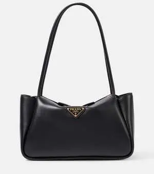 Prada Medium Leather Shoulder Bag - Black