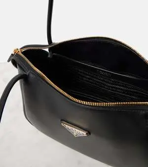 Prada Medium Leather Shoulder Bag - Black