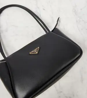 Prada Medium Leather Shoulder Bag - Black