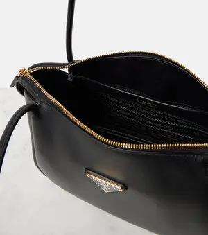Prada Medium Leather Shoulder Bag - Black