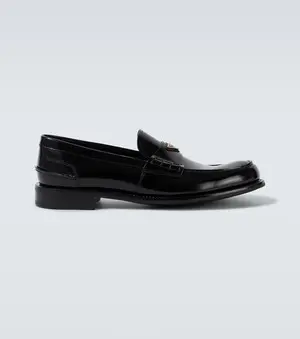 Prada Logo Leather Loafers