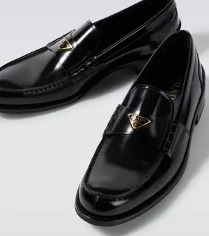 Prada Logo Leather Loafers