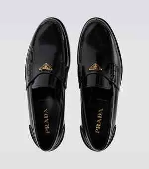 Prada Logo Leather Loafers