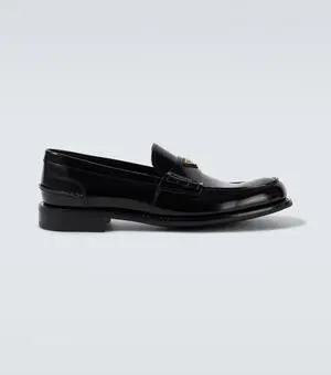 Prada Logo Leather Loafers - Black
