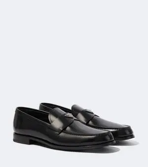 Prada Logo Leather Loafers - Black