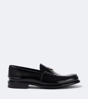 Prada Logo Leather Loafers - Black