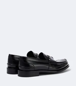 Prada Logo Leather Loafers - Black