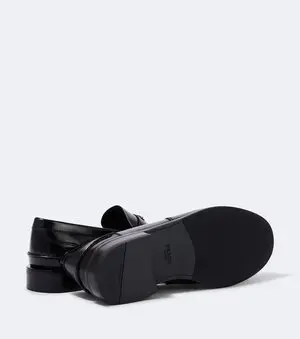 Prada Logo Leather Loafers - Black
