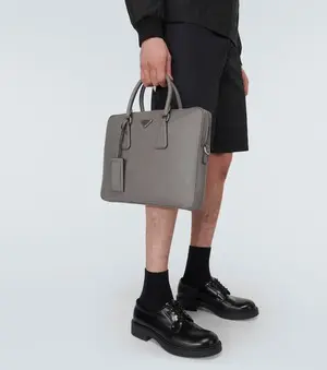 Prada Saffiano Leather Briefcase - Grey