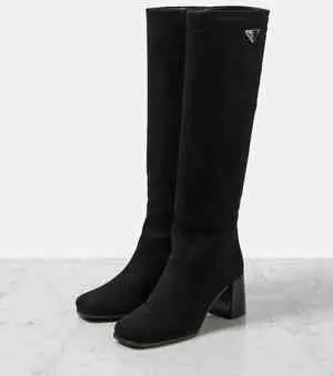 Prada Logo Knee-high Boots