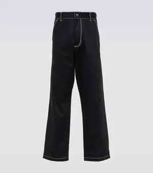 Prada Embroidered Straight Cotton Pants