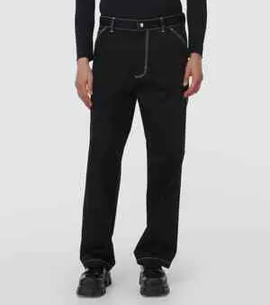 Prada Embroidered Straight Cotton Pants