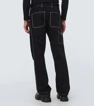 Prada Embroidered Straight Cotton Pants