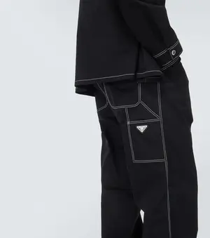 Prada Embroidered Straight Cotton Pants