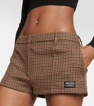 Prada Houndstooth Virgin Wool Shorts