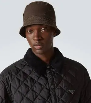 Prada Logo Bucket Hat - Brown