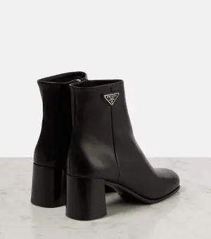 Prada Leather Ankle Boots - Black