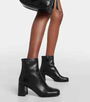 Prada Leather Ankle Boots - Black