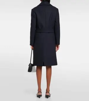 Prada Double-breasted Wool Coat - Blue