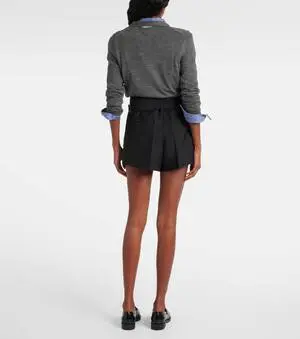 Prada Belted Mohair And Wool Shorts