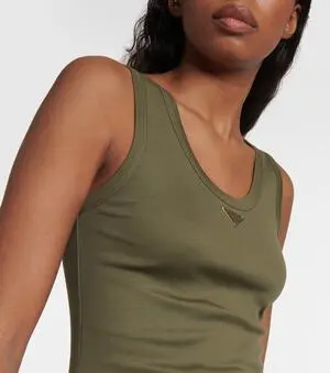Prada Logo Jersey Tank Top - Green