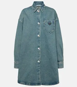 Prada Oversized Denim Shirt Dress - Blue