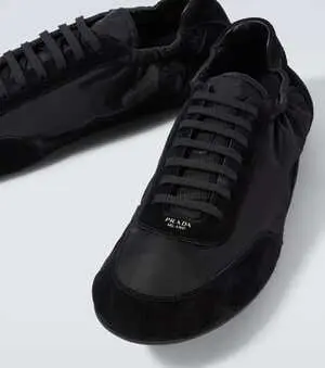 Prada Collapse Re-nylon And Suede Sneakers - Black