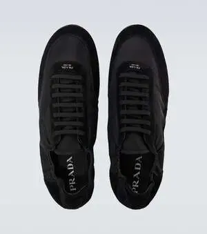 Prada Collapse Re-nylon And Suede Sneakers - Black