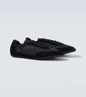 Prada Collapse Re-nylon And Suede Sneakers - Black