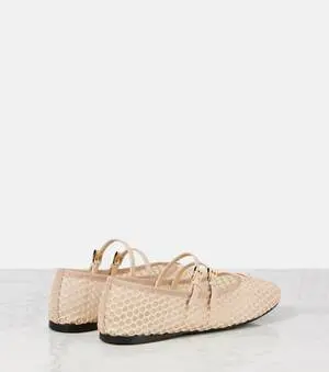 Prada Macramé Mesh Mary Jane Flats