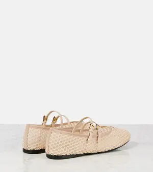 Prada Macramé Mesh Mary Jane Flats